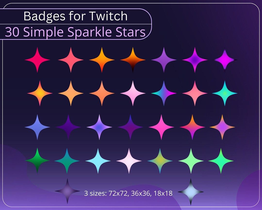 30 Sparkle Star Twitch Badges, Simple Cute Badges, Colorful Rainbow ...