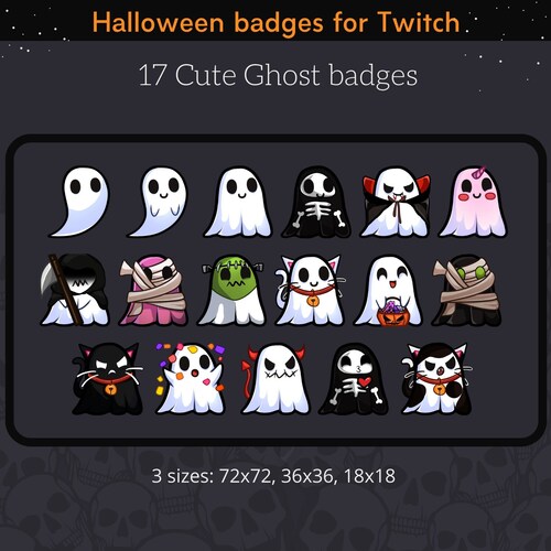 17 Cute Halloween Ghost Badges for Twitch Discord Youtube - Etsy