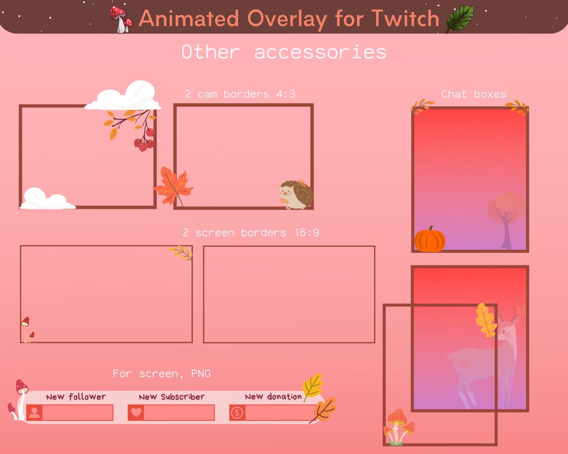 Cute Animated Autumn Overlay for Twitch, Simple Aesthetic Overlay ...