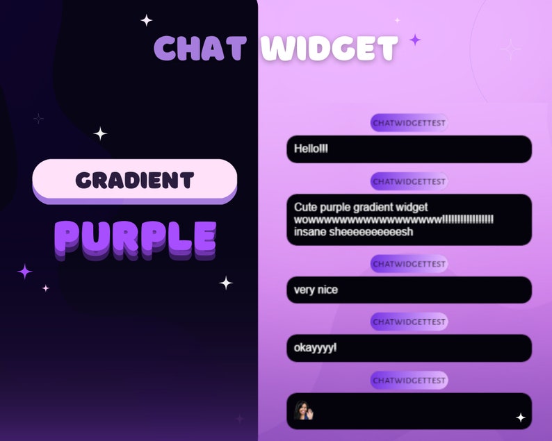 Purple Gradient Twitch Chat Widget, Minimal Cute Purple, for OBS, Cozy ...