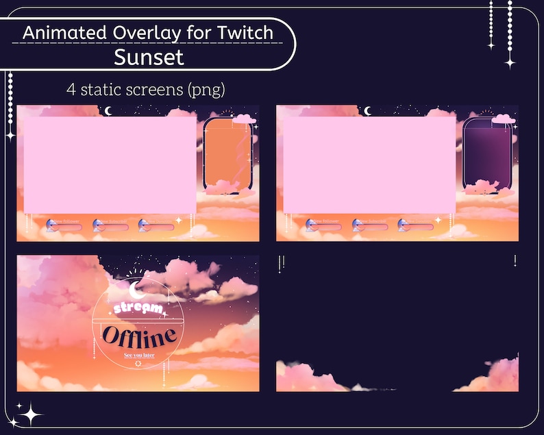 Cozy Animated Sunset Twitch Package Aesthetic Cloud Pack - Etsy