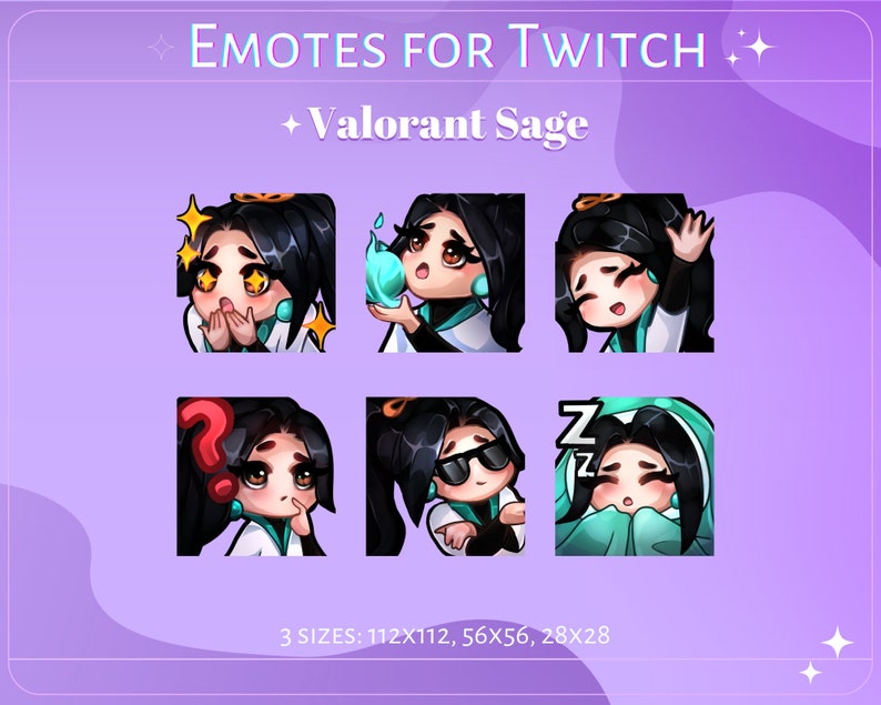 6 Cute Sage Emotes for Twitch, Discord, Youtube, Sage Valorant Emote ...