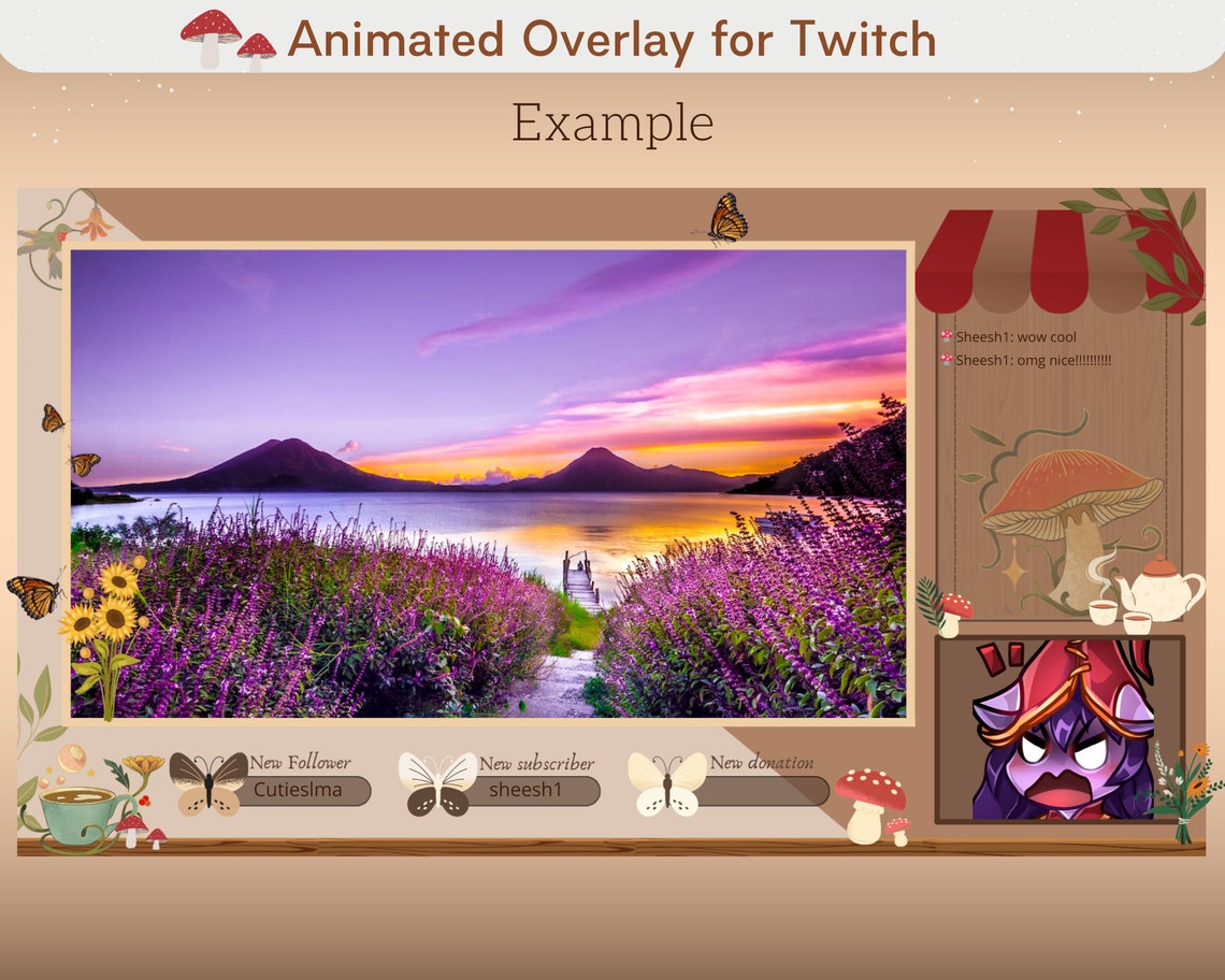 Cozy Animated Cottagecore Overlay Pack for Twitch, Cozy Animated ...