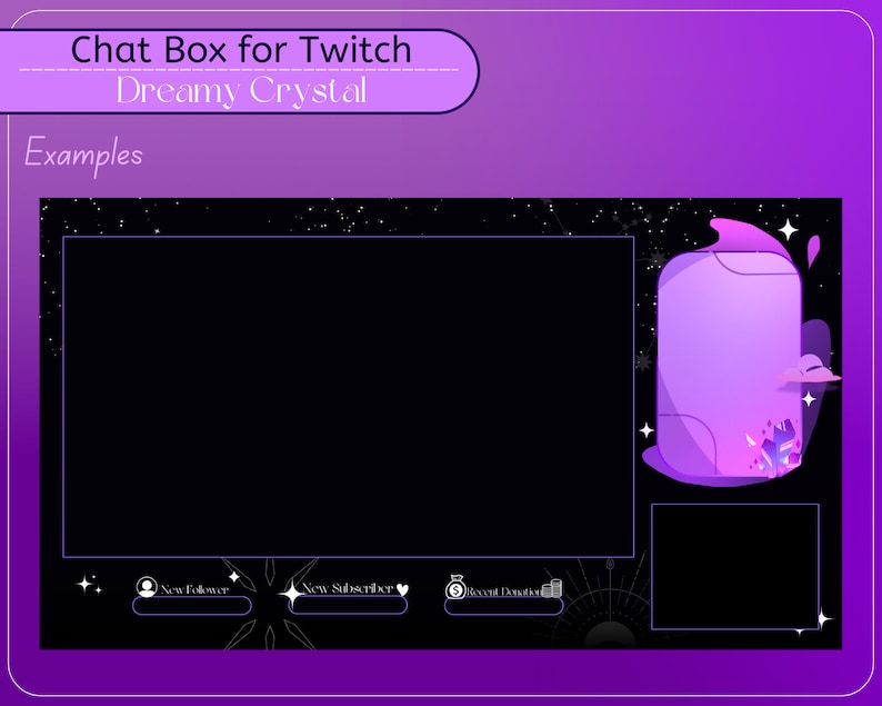 Cute Purple Dreamy Chat Box for Twitch, Crystal, Just Chatting, Pink ...