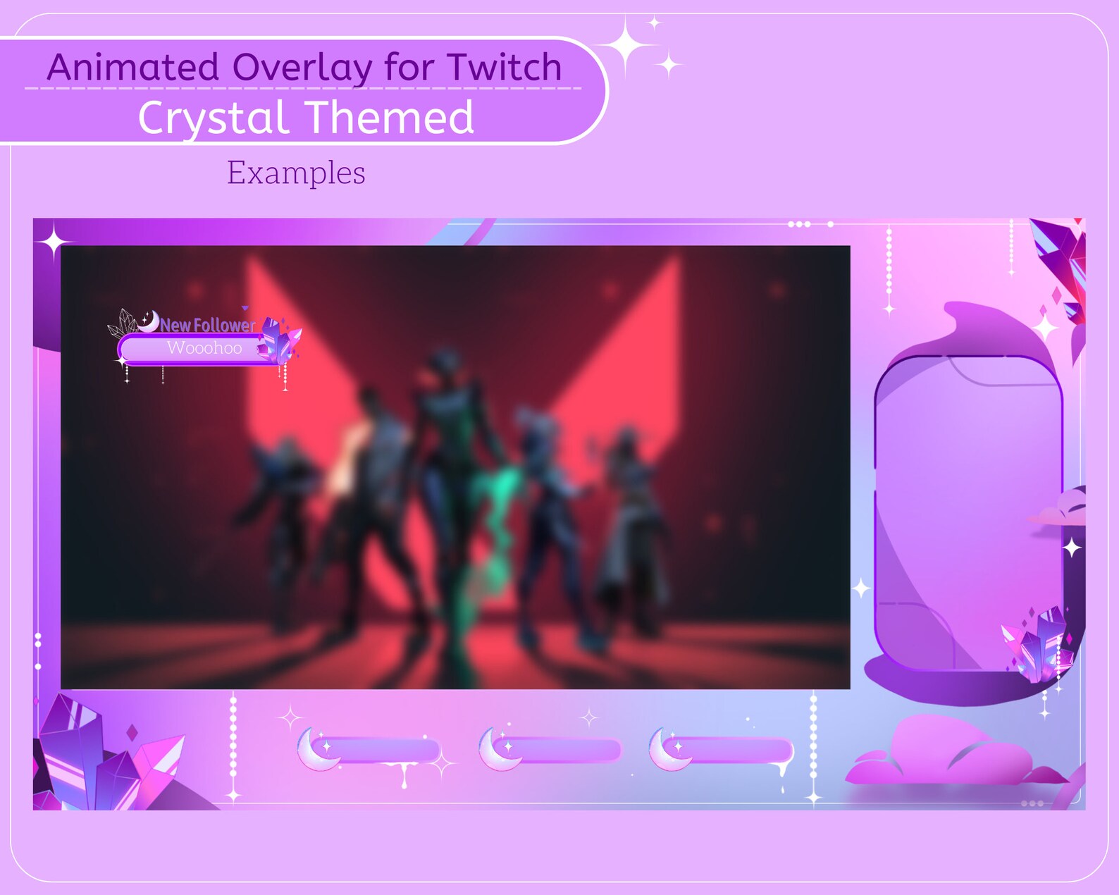 Animated Purple Crystal Overlay Twitch Package, Twitch Alerts, Panels ...
