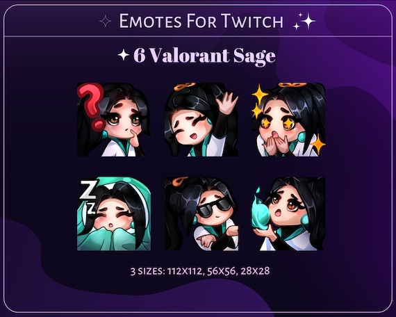 6 Cute Sage Emotes for Twitch Discord Youtube Sage Valorant - Etsy India