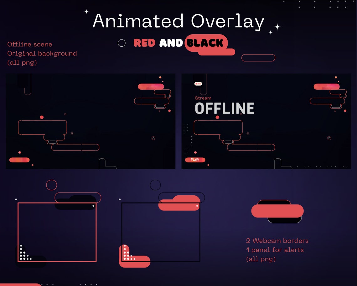 Animated Red Twitch Overlay Package Dark Red Aesthetic - Etsy