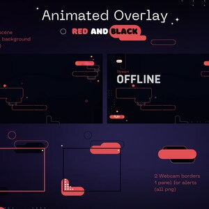 Animated Red Twitch Overlay Package, Dark Red Aesthetic, Twitch Red ...