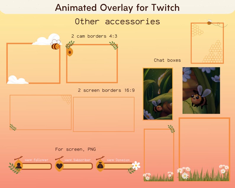 Cute Animated Bee Twitch Overlay Bundle, Emotes (digital Download) - Etsy