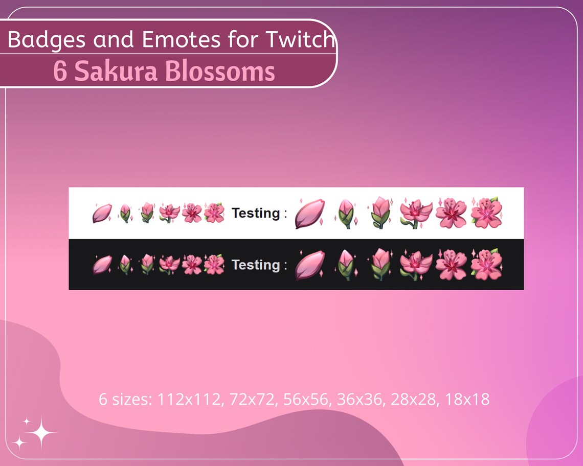 Cute Cherry Sakura Blossom Emotes and Badges for Twitch, Discord ...