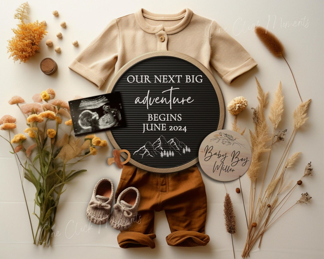 Boho Boy Pregnancy Announcement Digital, Adventure Baby Boy ...