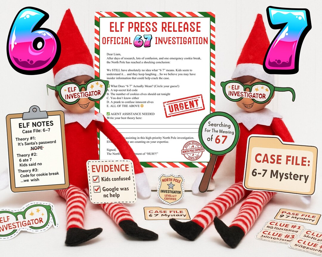Funny 6 7 Elf Idea, What is 67 Printable, Elf Detective Props for Older ...