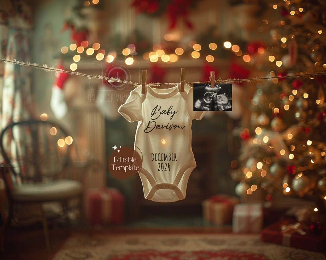 Magical Christmas Pregnancy Announcement, December Baby Reveal, Simple ...