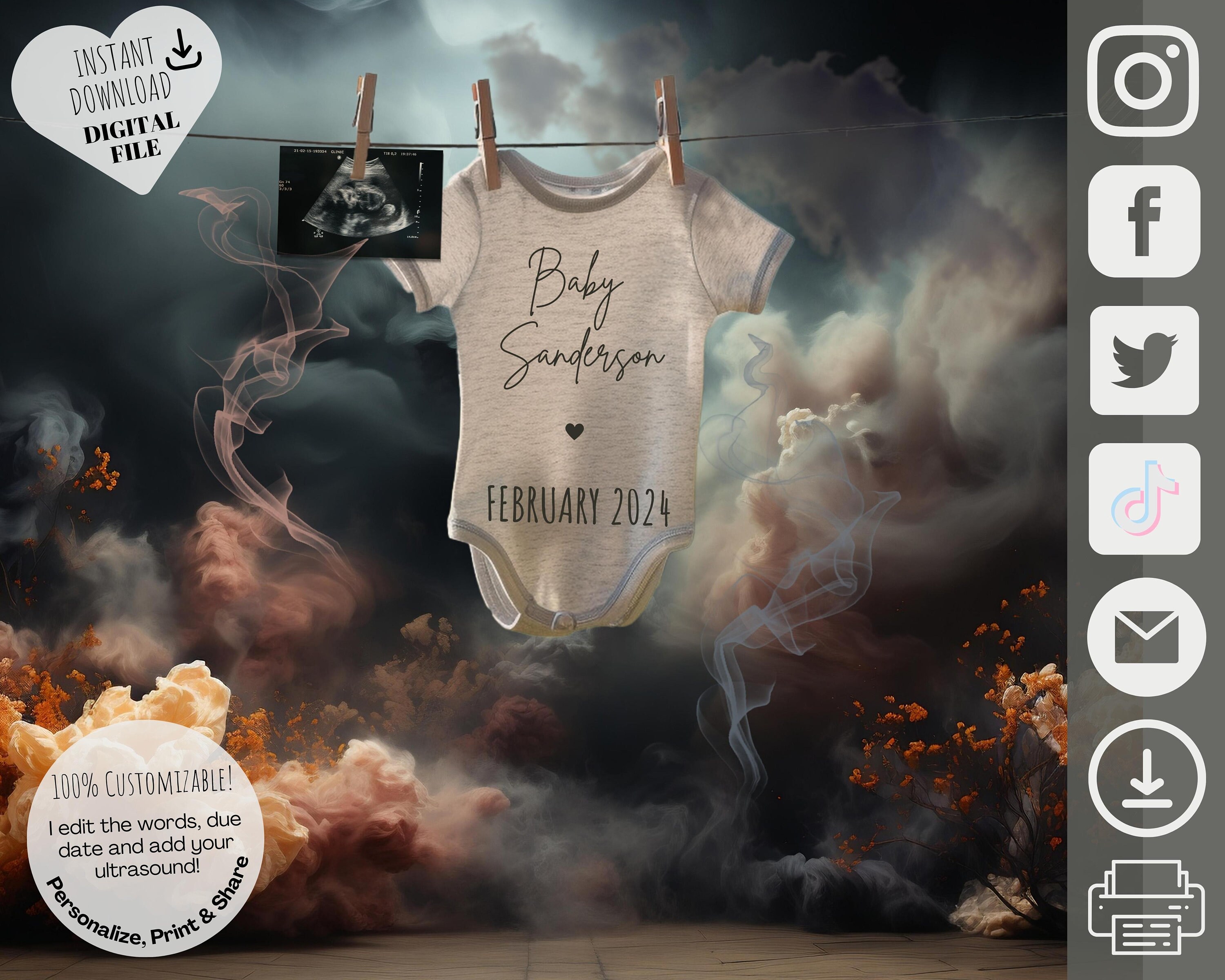 Magical Digital Pregnancy Announcement Gothic Digital Baby - Etsy
