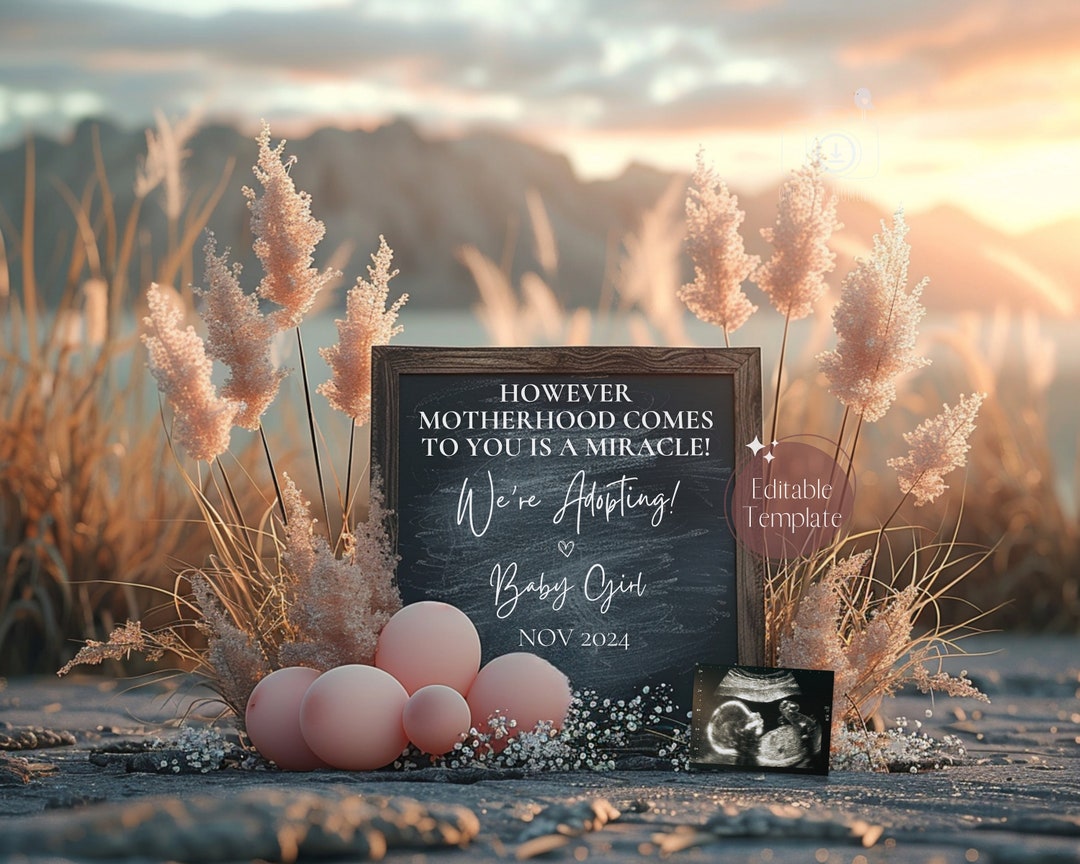 Baby Adoption Announcement, Boho Flowers Adoption Baby Girl Gender ...