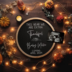 Magical Fall Pregnancy Announcement, Thanksgiving Baby Reveal, Digital ...