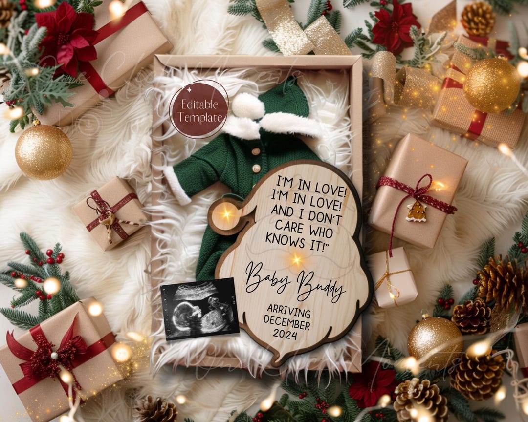 Christmas Elf Pregnancy Announcement, December Elf Baby Announcement ...