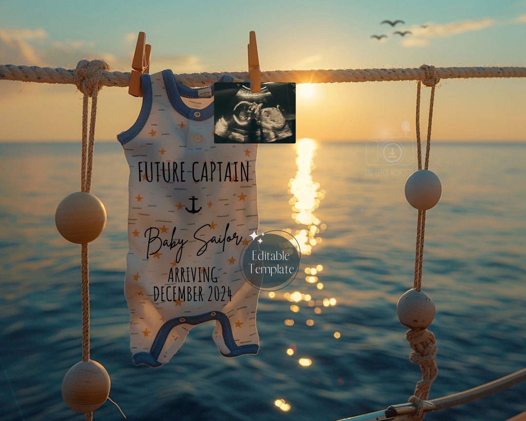 Sailor Baby Boy Announcement, Boat Adventure Pregnancy Reveal, Nautical ...