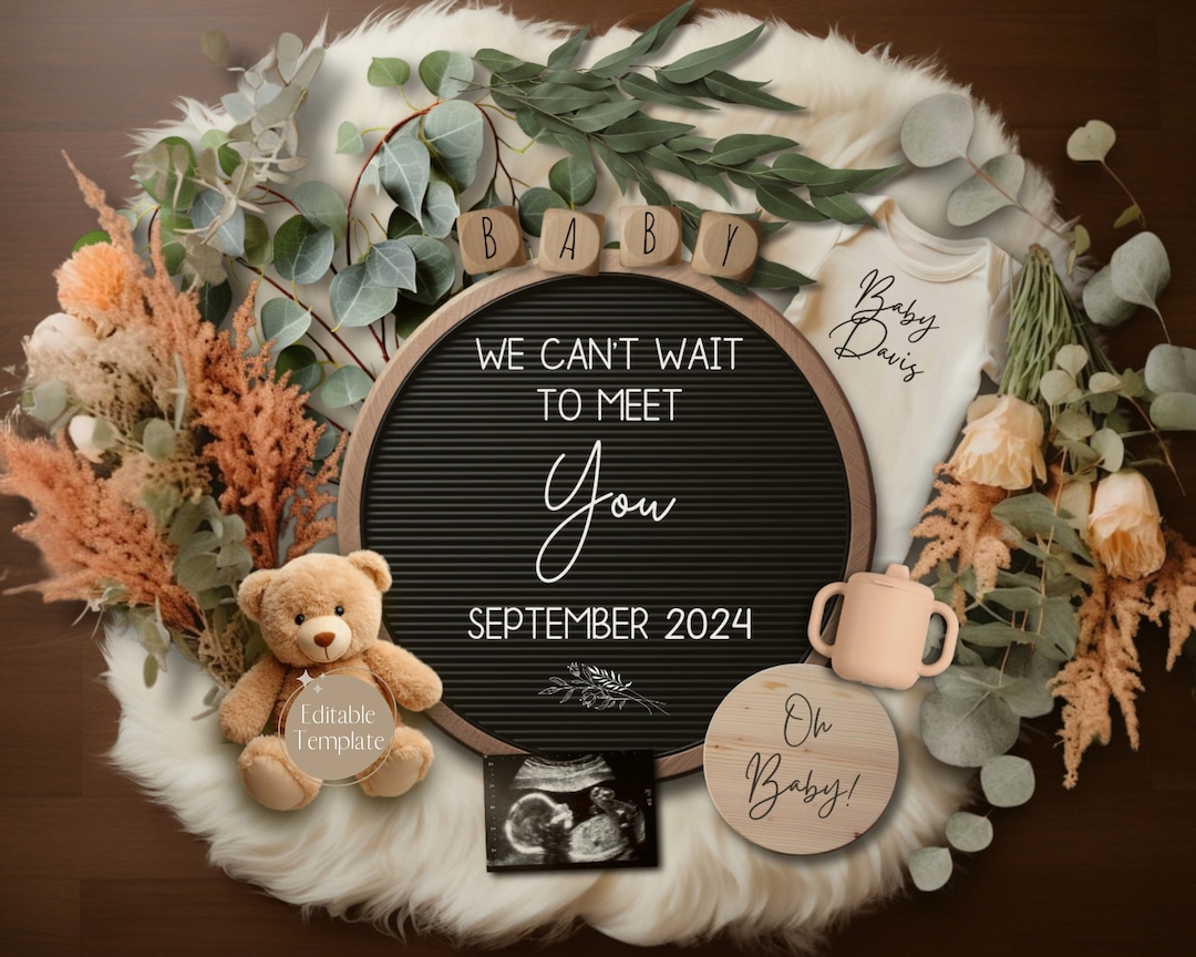 Gender Neutral Pregnancy Announcement Digital, Minimalist Baby ...