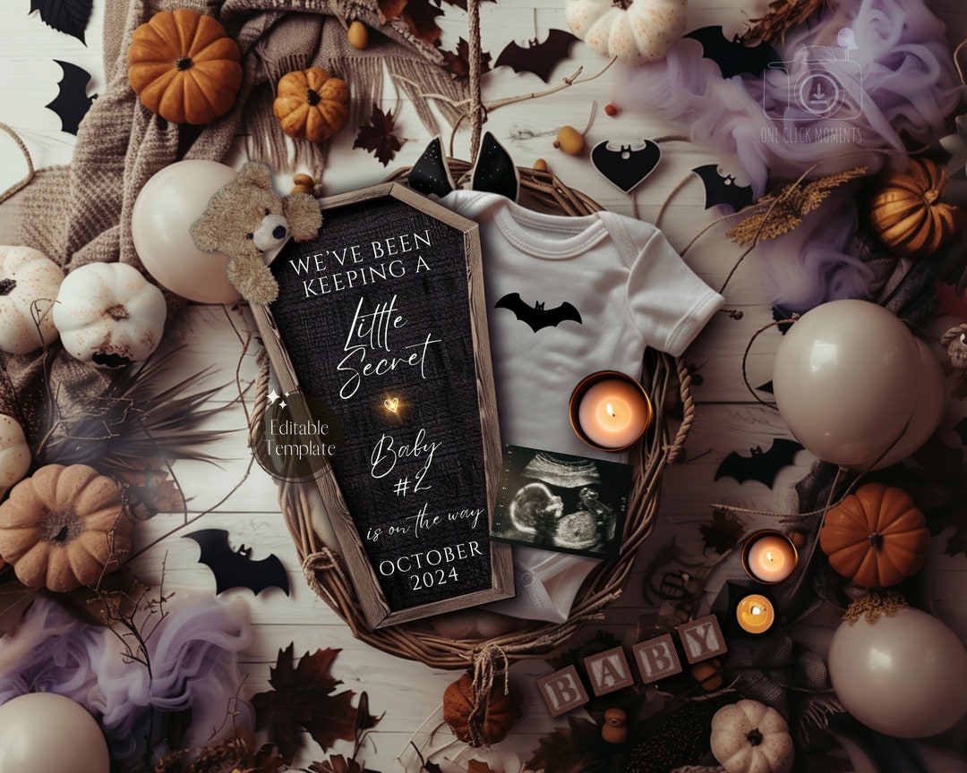 Gothic Pregnancy Announcement, Halloween Second Baby Reveal, Keeping a ...