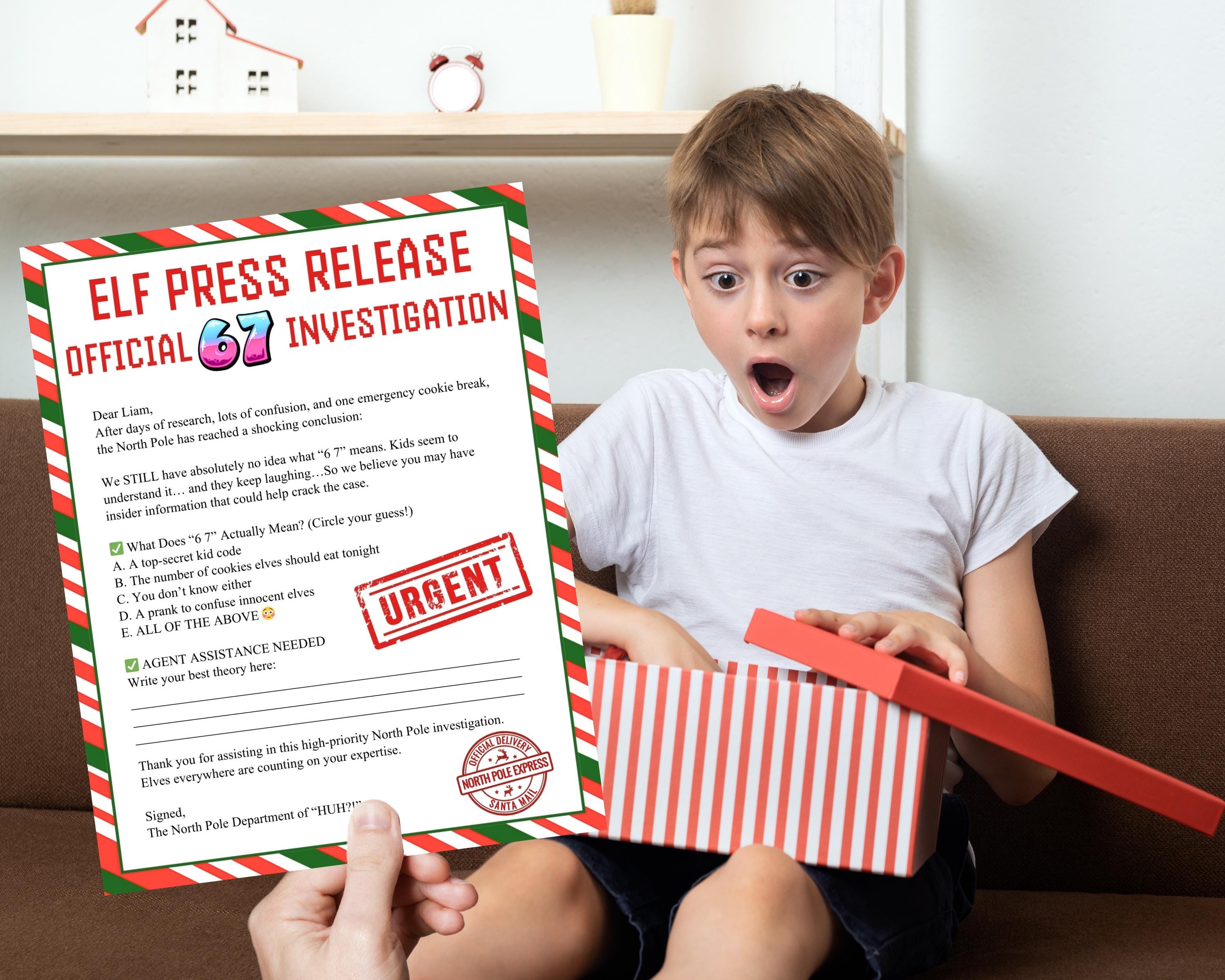 Funny 6 7 Elf Idea, What is 67 Printable, Elf Detective Props for Older ...
