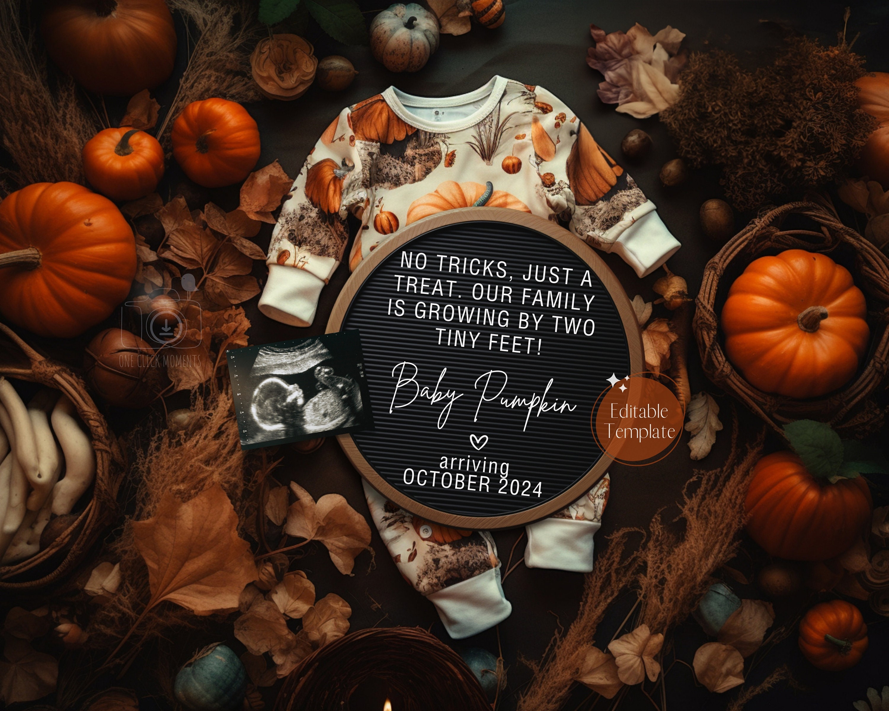 Pumpkin Pregnancy Announcement, Halloween Baby Announcement, October ...