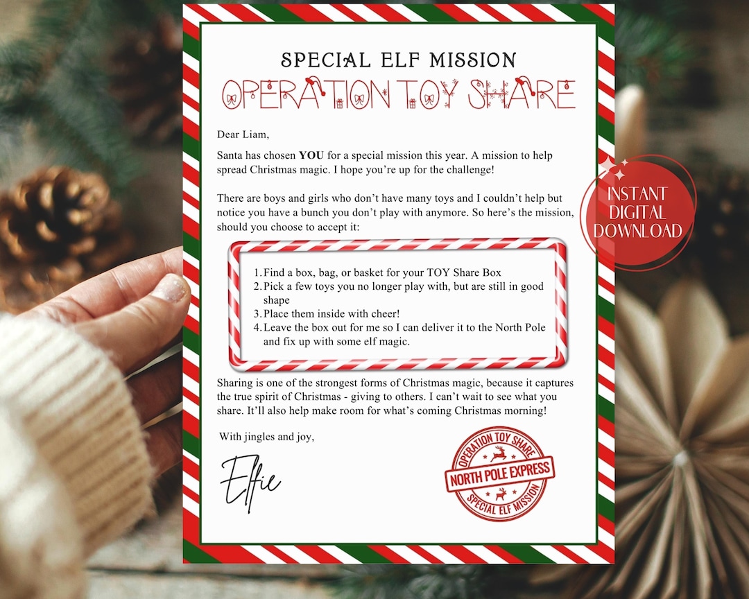 Elf Toy Donation Letter, Printable Elf Idea, Christmas Declutter ...