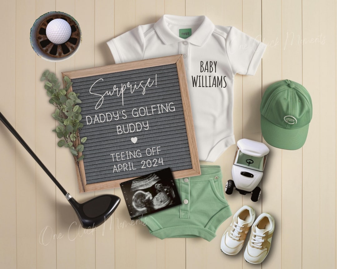 Golf Pregnancy Announcement, Digital Golfer Baby Announcement, Golfing ...