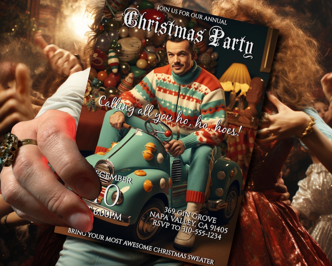 Retro Christmas Party Invitation, Funny Christmas Work Party Invite ...