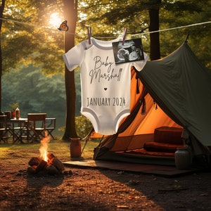 Digital Camping Pregnancy Announcement, Adventure Baby Announcment ...