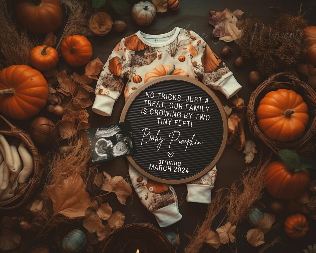 Pumpkin Pregnancy Announcement, Halloween Baby Announcement, October ...