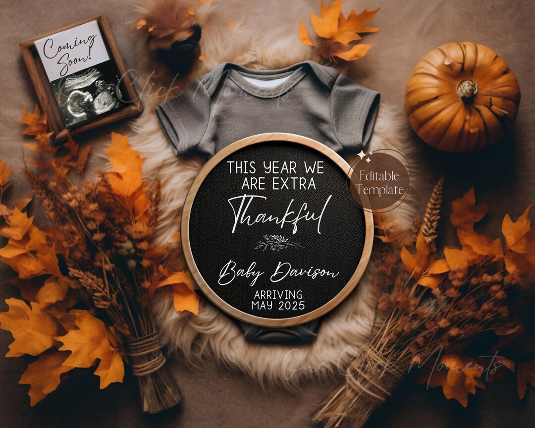 Boho Fall Pregnancy Announcement, Thanksgiving Baby Announcement ...