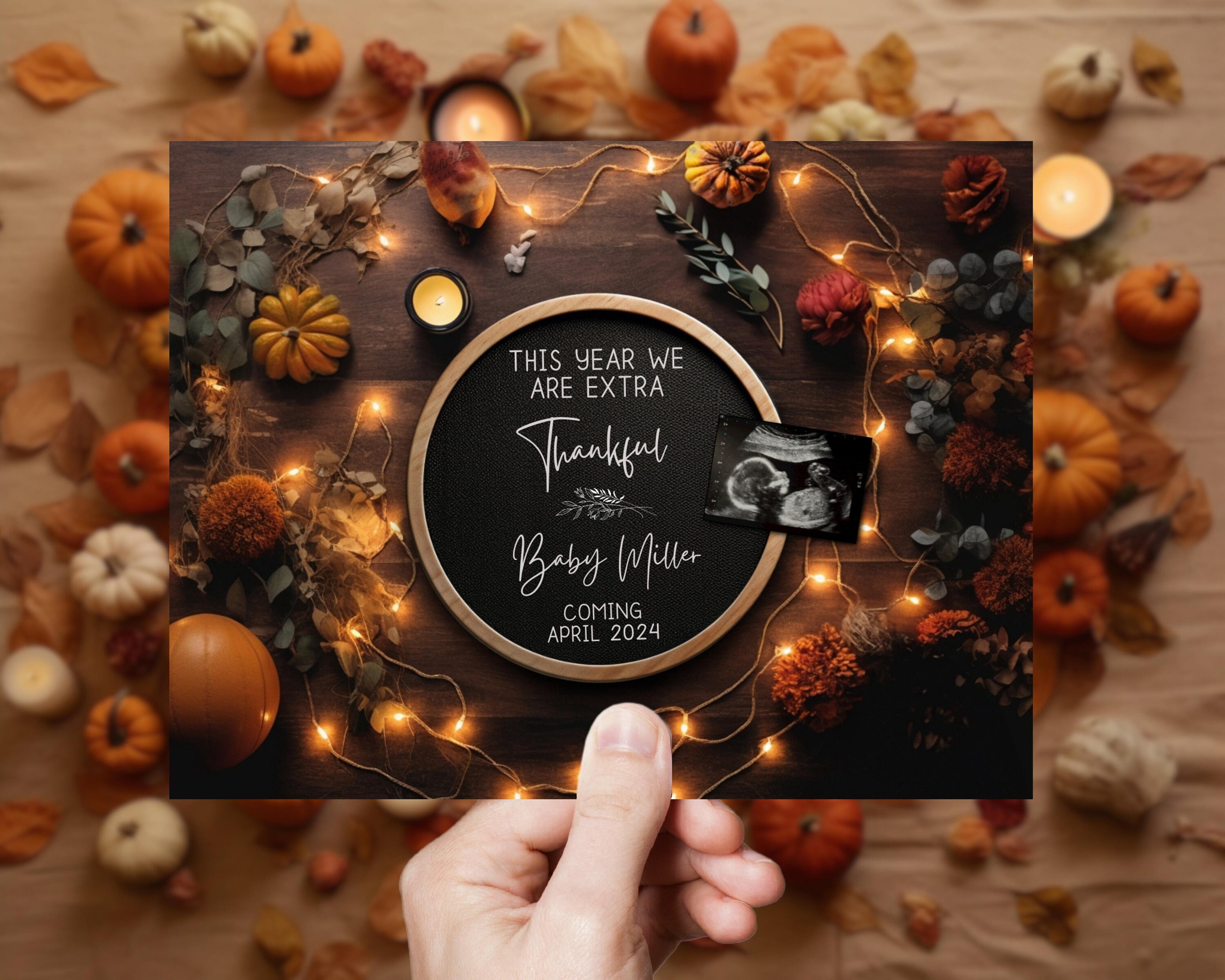 Magical Fall Pregnancy Announcement, Thanksgiving Baby Reveal, Digital ...