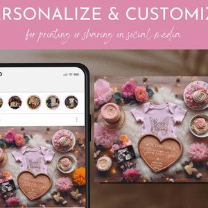 Sweet Girl Pregnancy Announcement, Digital Baby Girl Announcement ...
