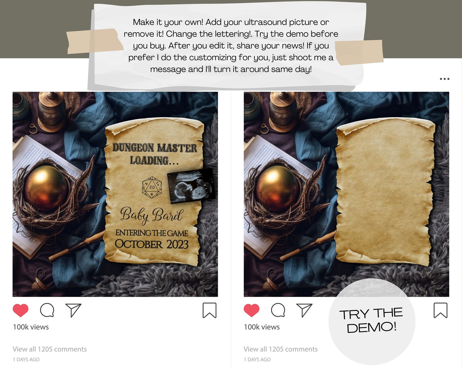 Digital Pregnancy Announcement, Dnd Baby Announcement, Dugeons and ...