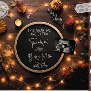 Magical Fall Pregnancy Announcement, Thanksgiving Baby Reveal, Digital ...