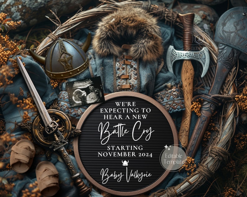 Viking Baby Announcement, Digital Norse Pregnancy Reveal, Medieval ...
