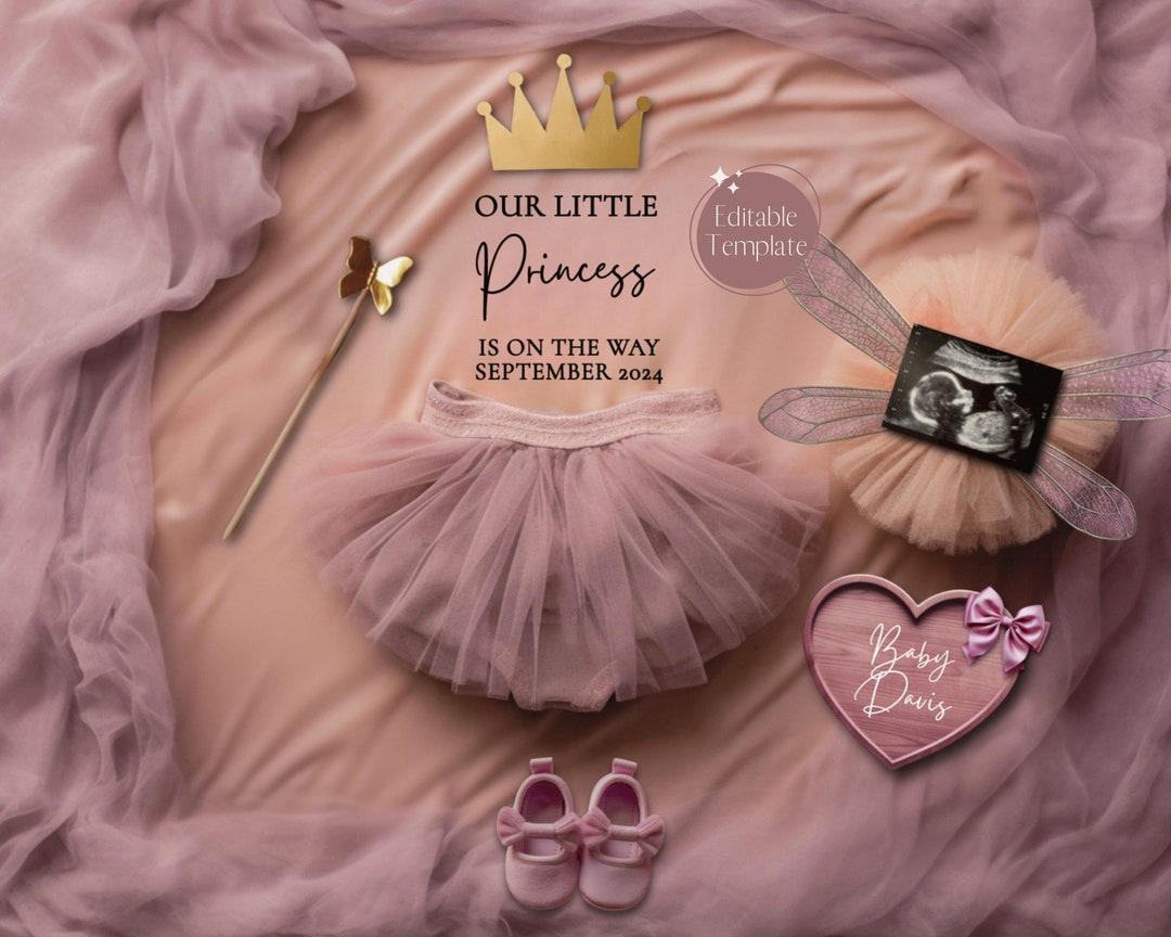 Princess Pregnancy Announcement, It's a Girl, Baby Girl Announcement ...