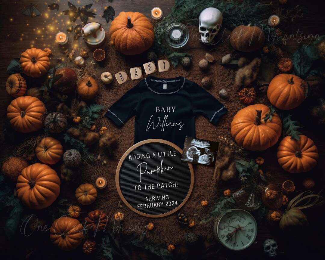 Gothic Halloween Pregnancy Announcement, Pumpkin Baby Announcement ...