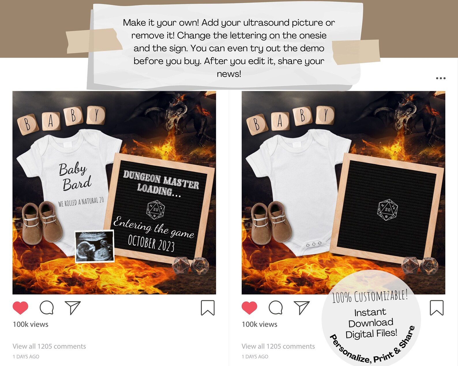 Dungeons and Dragons Pregnancy Announcement DND Dungeon - Etsy