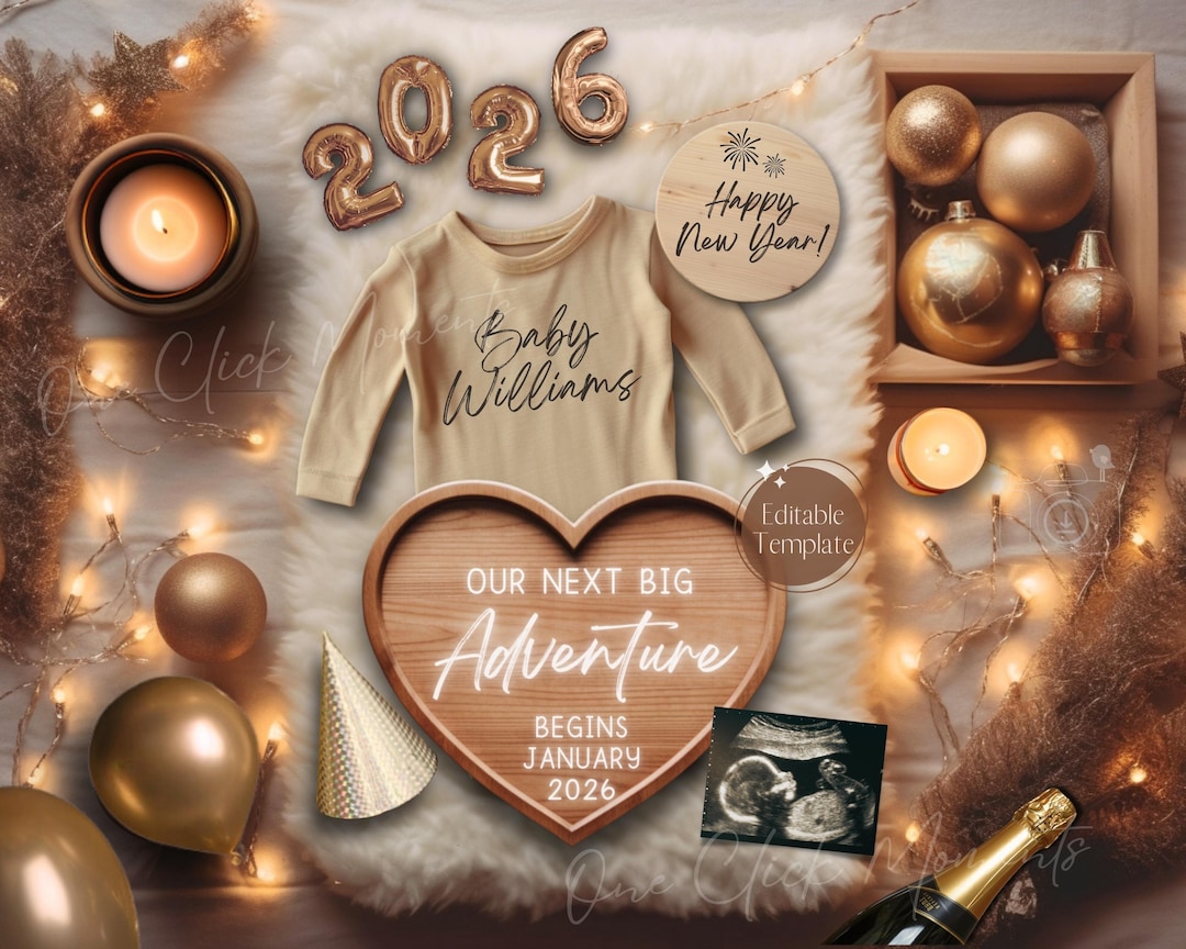 2026 Digital Pregnancy Announcement, New Year Baby Announcement, Social Media Reveal, New Years ...