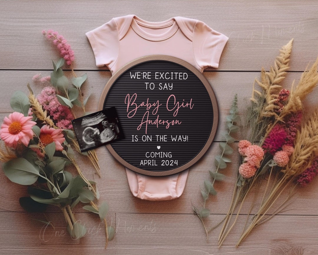 Spring Girl Pregnancy Announcement, Wildflower Baby Announcement ...