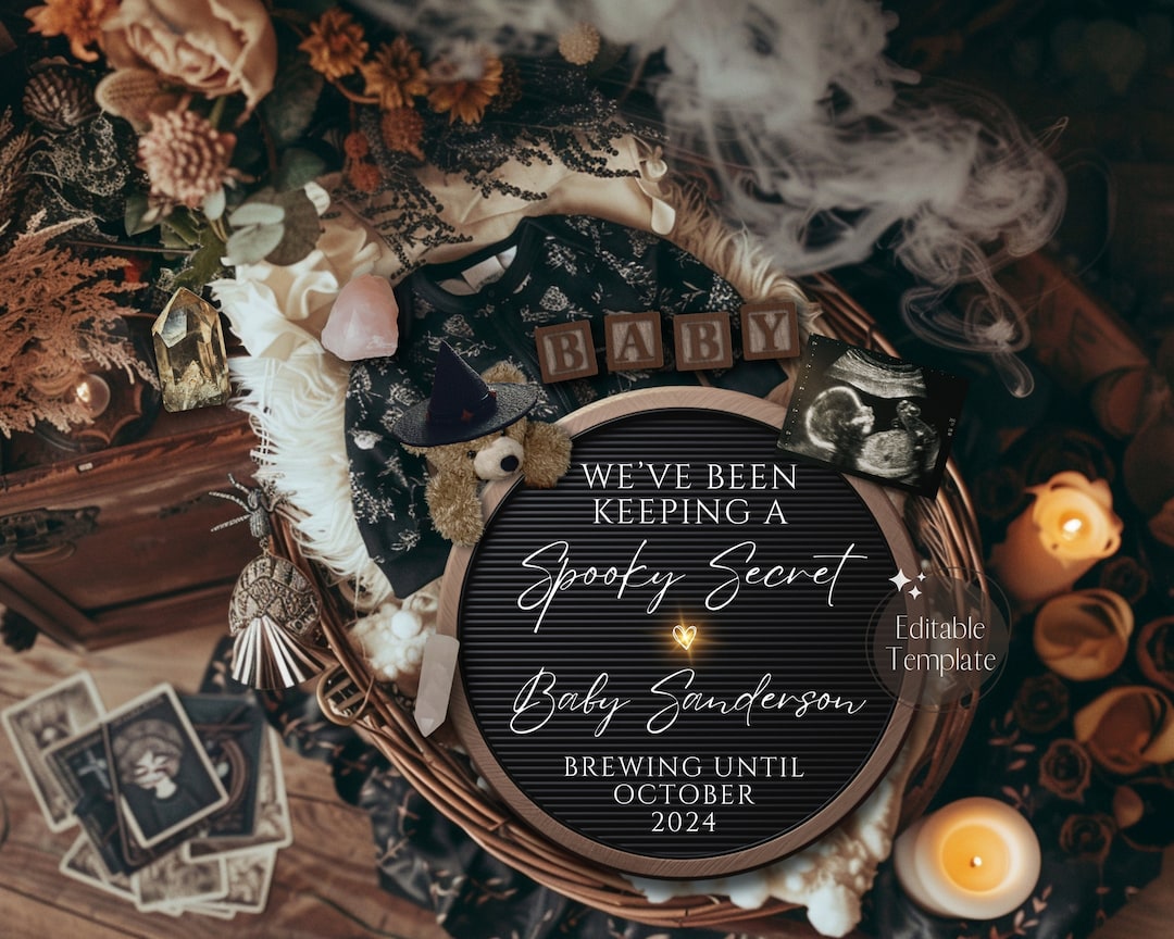 Magical Halloween Pregnancy Announcement, Witchy Gothic Baby Reveal ...