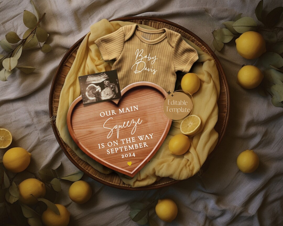 Lemon Pregnancy Announcement Digital, Summer Lemon Baby Announcement ...
