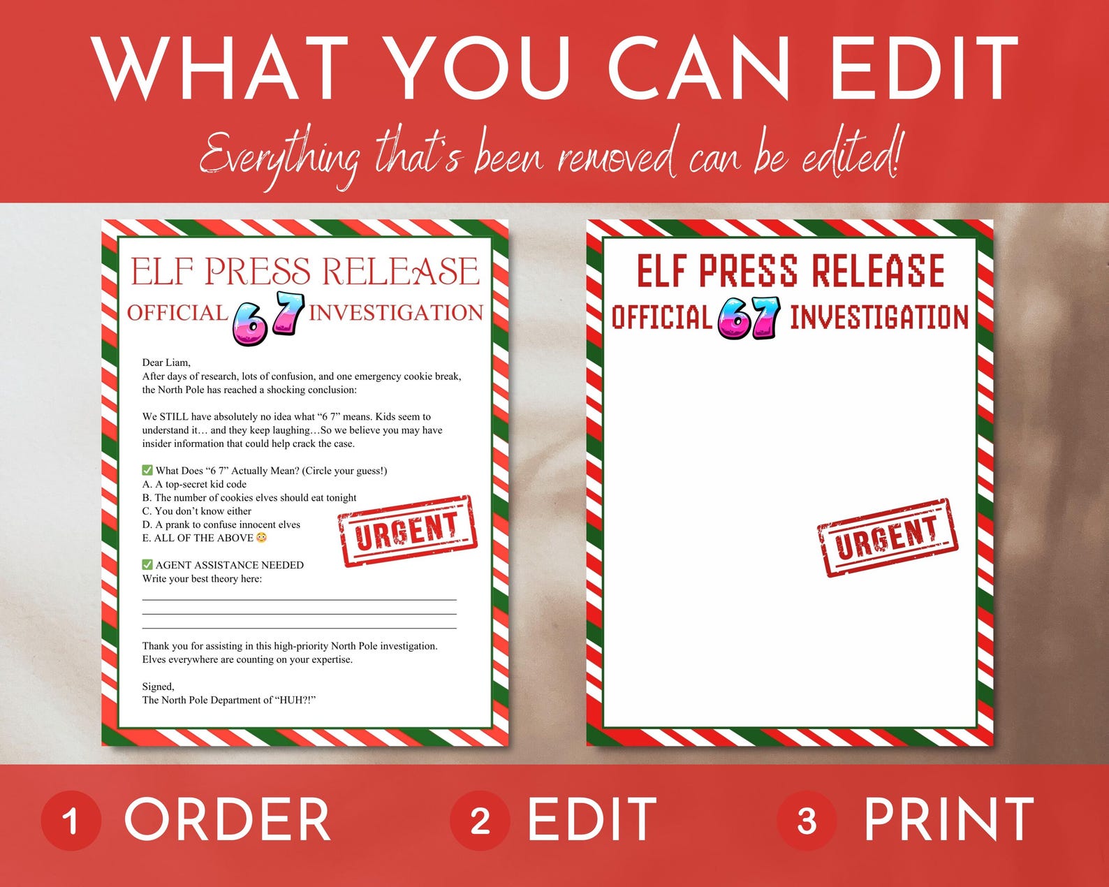 Funny 6 7 Elf Idea, What is 67 Printable, Elf Detective Props for Older ...