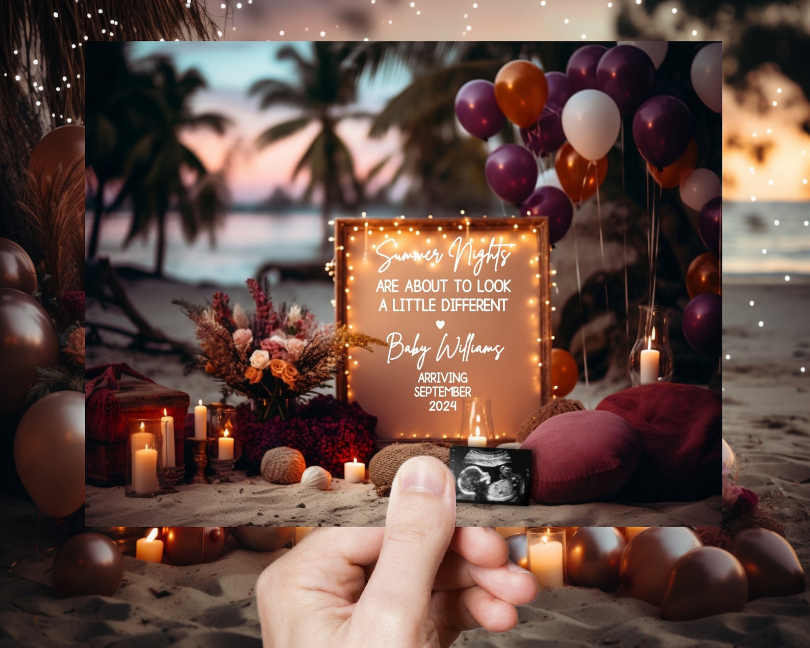 Summer Beach Pregnancy Announcement, Magical Tropical Baby Gender ...