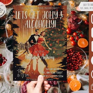 Retro Christmas Party Invitation, Adult Christmas Party Digital Invite ...