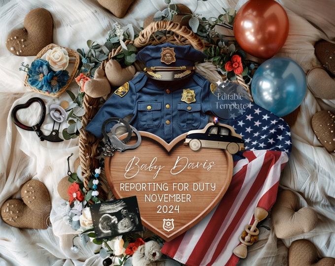 Personalized Police Pregnancy Announcement, Little Rookie Police Baby ...