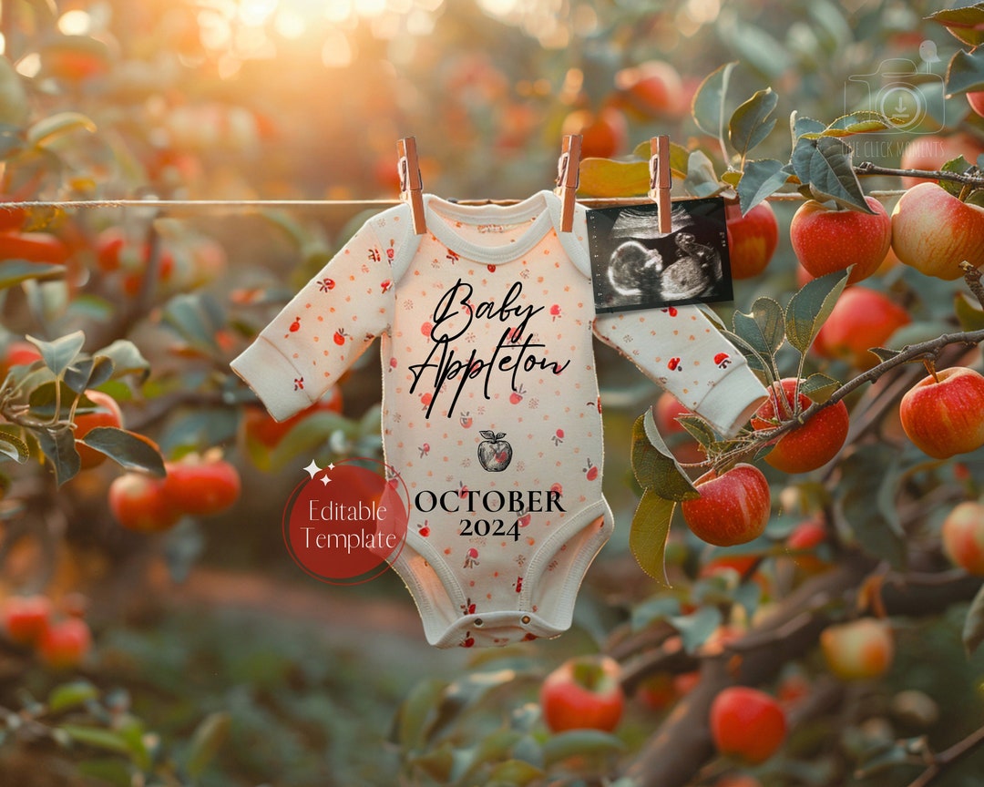 Fall Apple Pregnancy Announcement, Cute Apple Orchard Baby Reveal ...