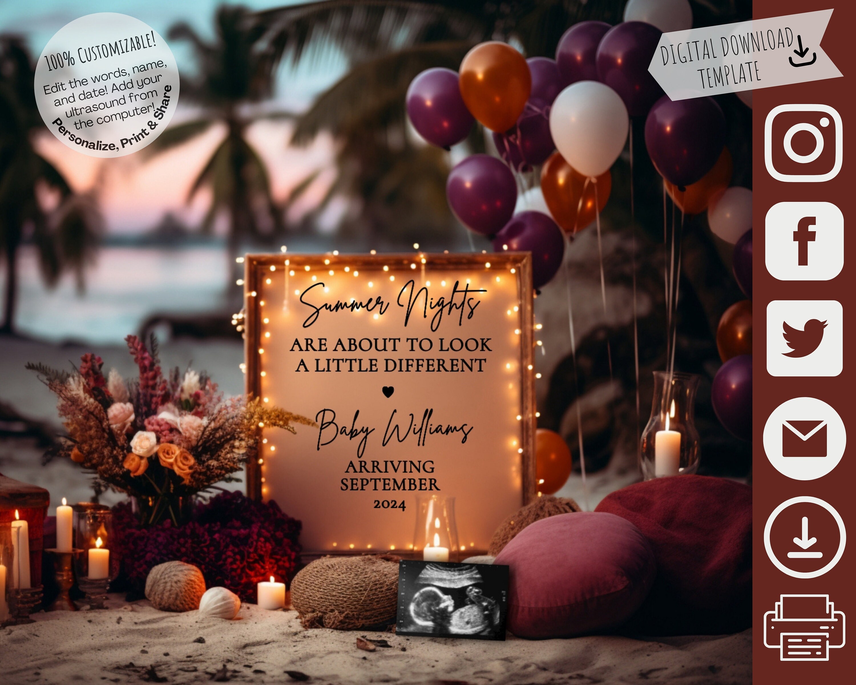 Summer Beach Pregnancy Announcement, Magical Tropical Baby Gender ...